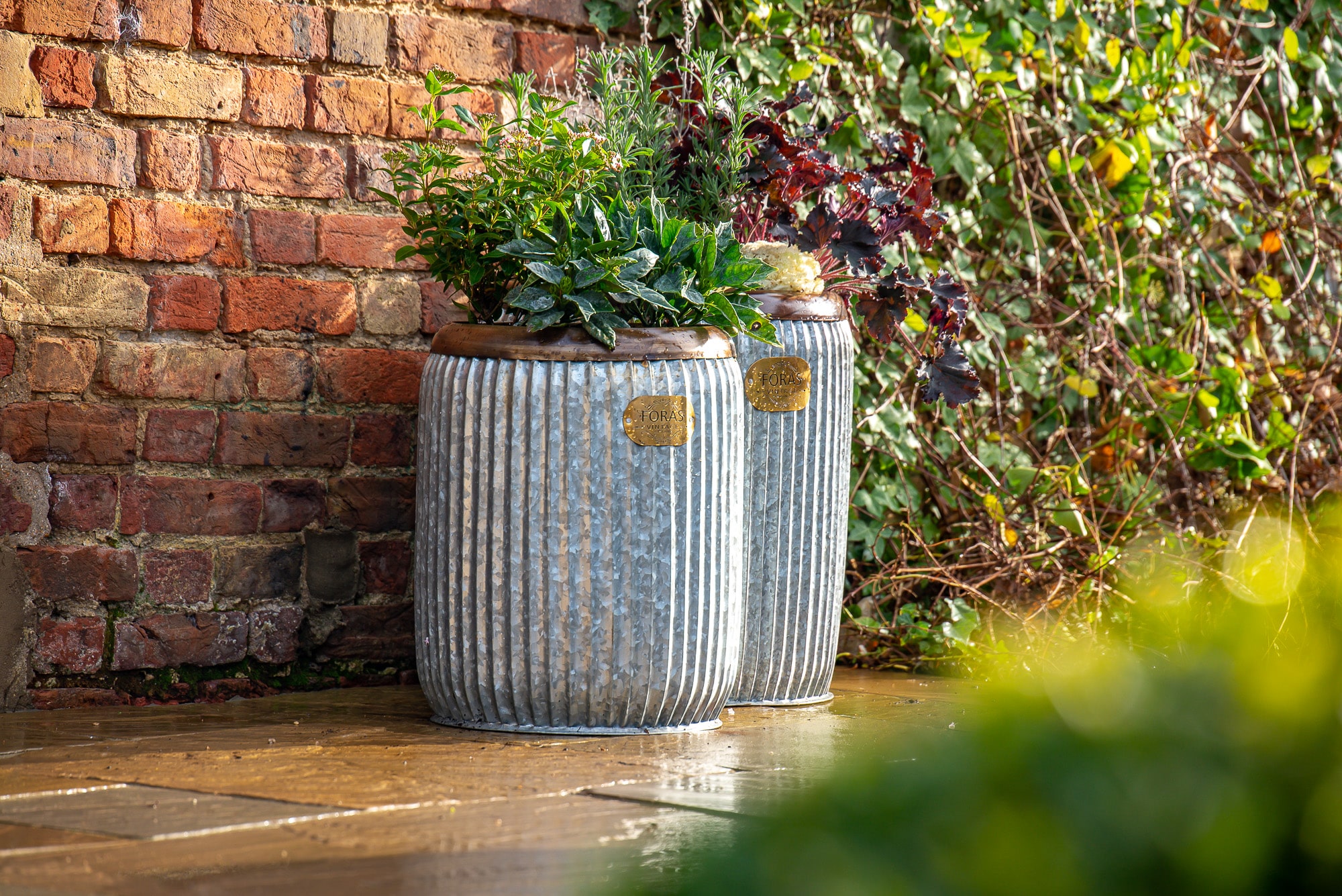 Buy Wootton Vintage Metal Tub Planter | Foras Stone