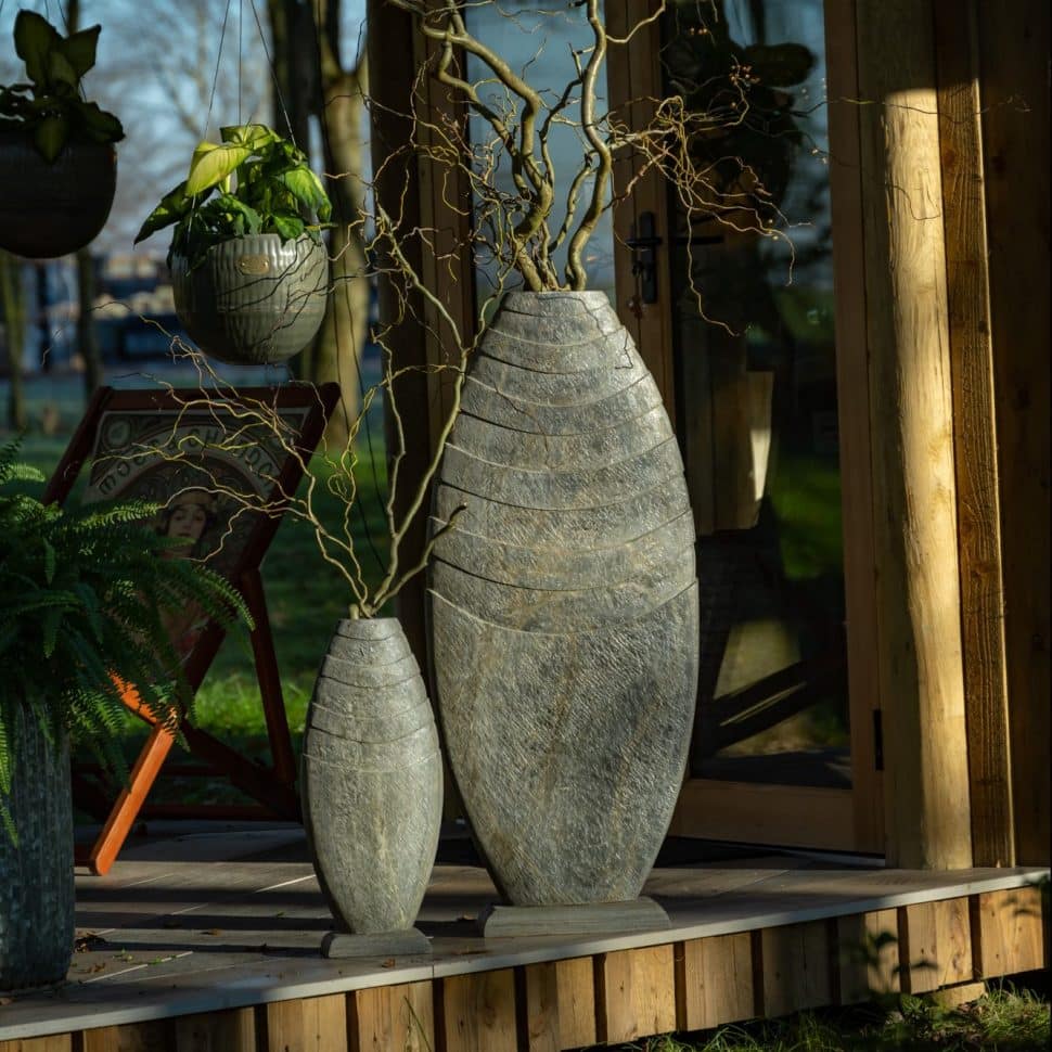 Small Oblate Slate Planter | Natural Slate Vases & Sculptures from Foras