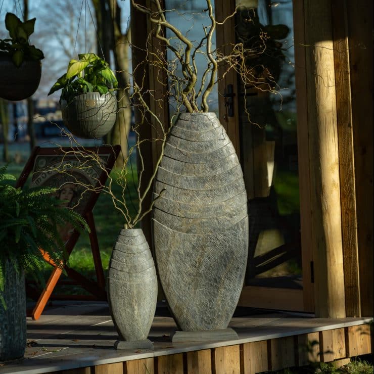 Small Oblate Slate Planter | Natural Slate Vases & Sculptures from Foras